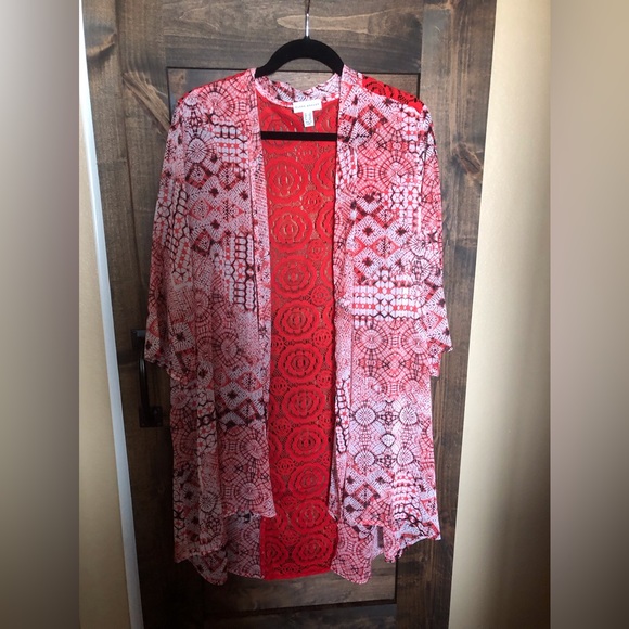 Susan Graver | Tops | Woven Chiffon Kimonotopper Wlace Accents By Susan Graver | Poshmark